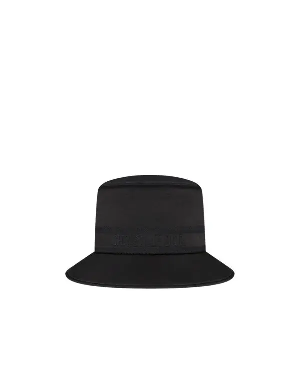 Dior Bucket Hat With Embroidered Logo Strap - Black