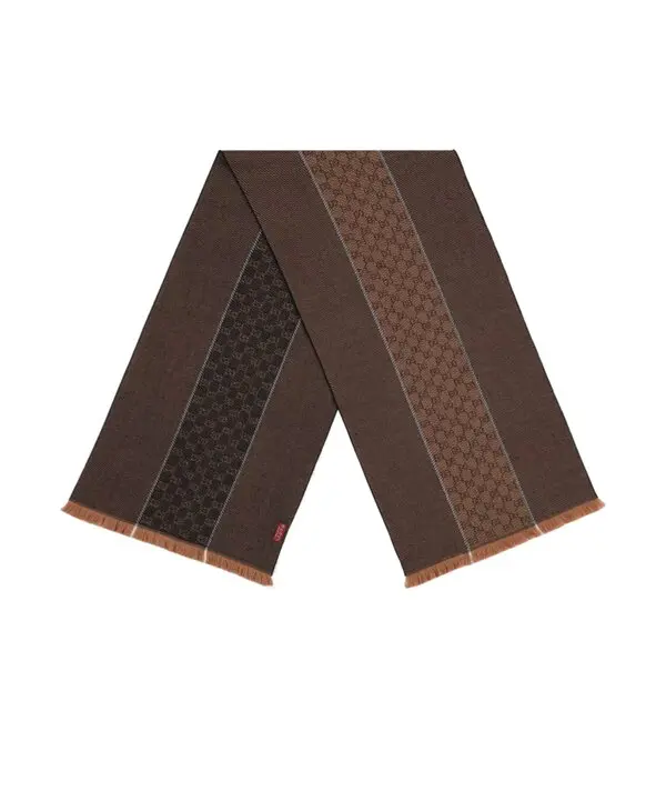 Gucci Gg Wool Jacquard Scarf - Brown