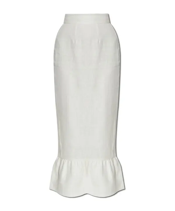 Posse Ruffled Linen Skirt - Cream