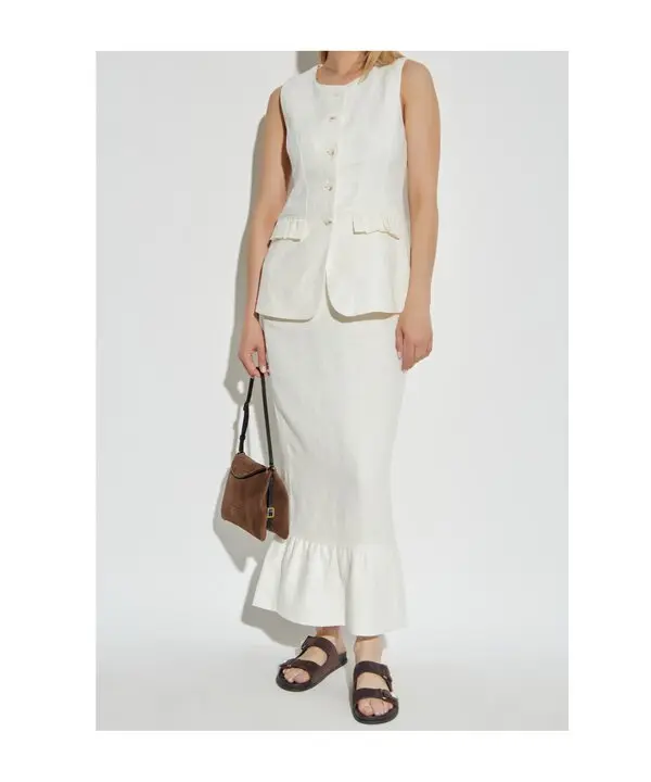Posse Ruffle Hem Maxi Skirt - Cream