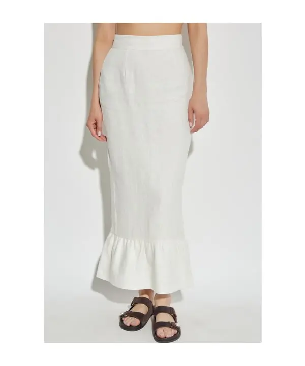 Posse Ruffle Hem Maxi Skirt - Cream