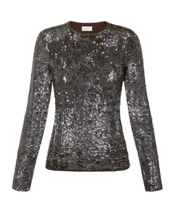 P.a.r.o.s.h Sequin Embellished Crewneck Blouse - Black