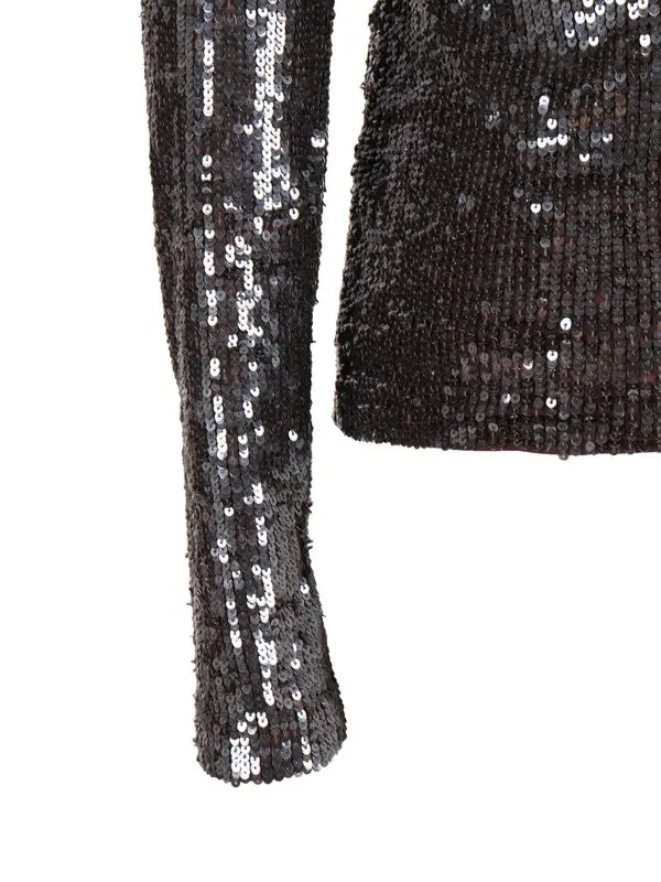 P.a.r.o.s.h Sequin Embellished Crewneck Blouse - Black