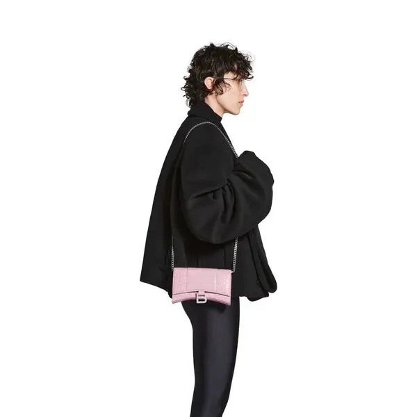 Balenciaga Hourglass Chain Wallet - Pink