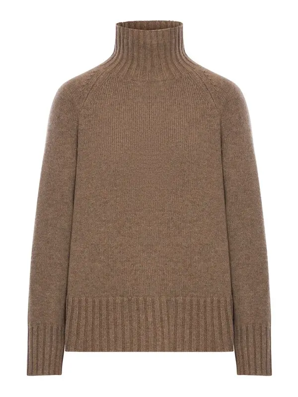 Max Mara Wool And Cashmere Yarn Polo-neck Sweater - Brown