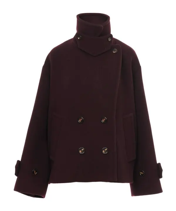 Chloé Double-breasted Oversized Short Coat - Dark Purple