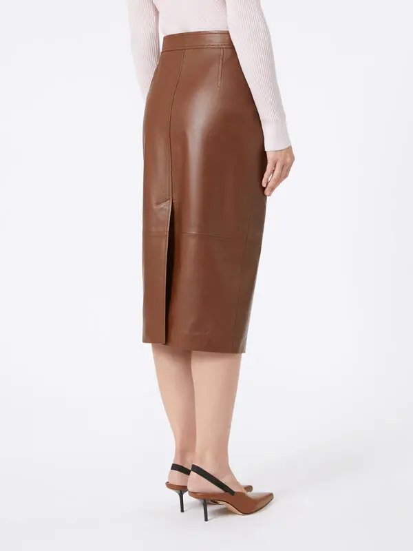 Max Mara Taiga Leather Pencil Skirt