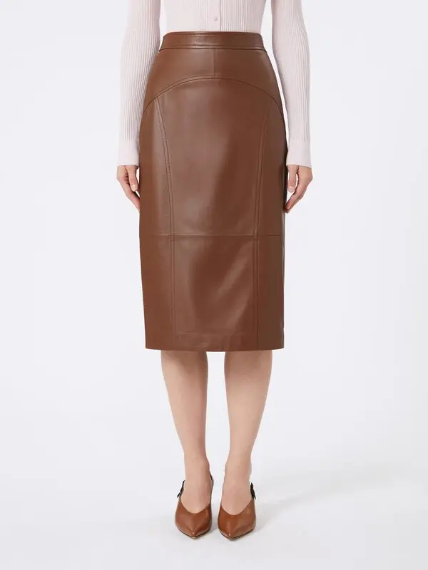 Max Mara Taiga Leather Pencil Skirt