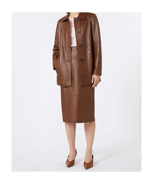 Max Mara Taiga Leather Pencil Skirt