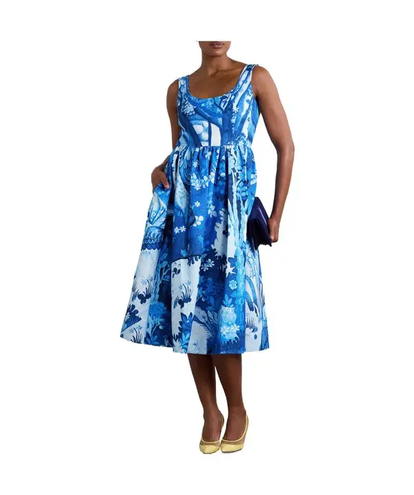 Erdem Sleeveless Round Neck Printed Dress