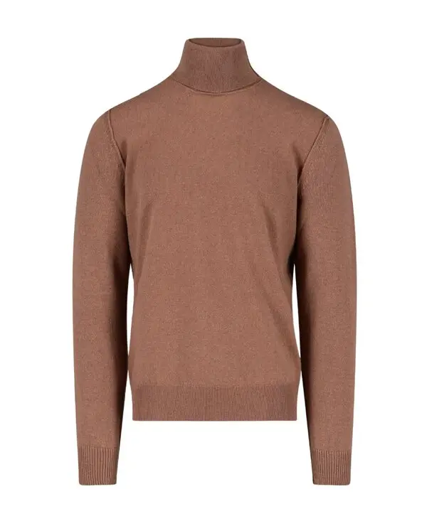 MAISON MARGIELA High-neck Ribbed Pullover - Brown