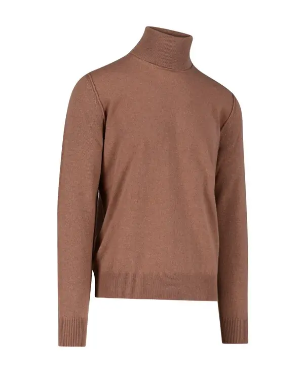 MAISON MARGIELA Logo Rib Roll-neck Jumper - Brown
