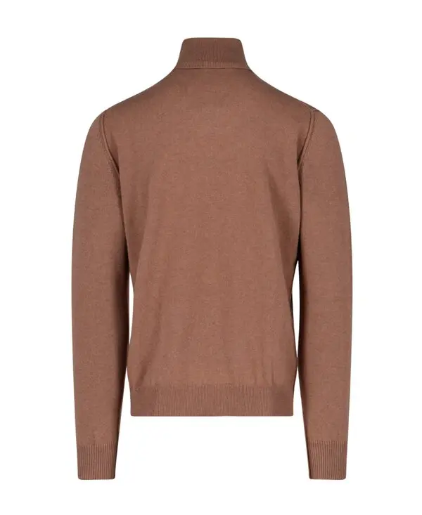 MAISON MARGIELA Logo Rib Roll-neck Jumper - Brown