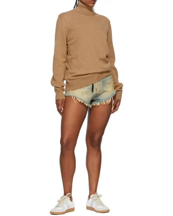 MAISON MARGIELA Logo Rib Roll-neck Jumper - Brown