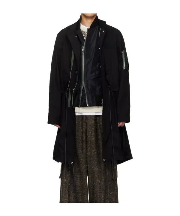Sacai Long-sleeved Coat - Black