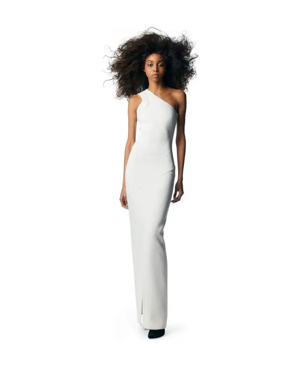 TOM FORD One-shoulder Maxi Dress With Asymmetrical Leather Insert And Slit