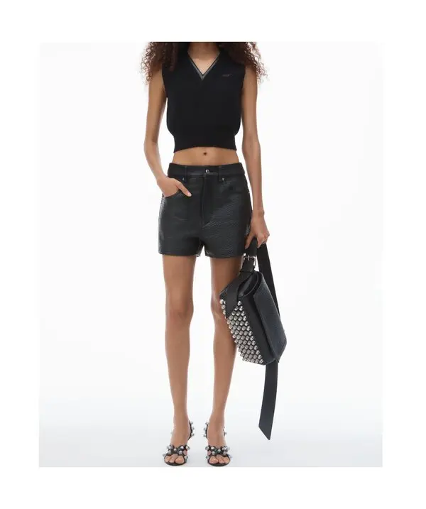 Alexander Wang V-neck Knit Vest With Leather Trim