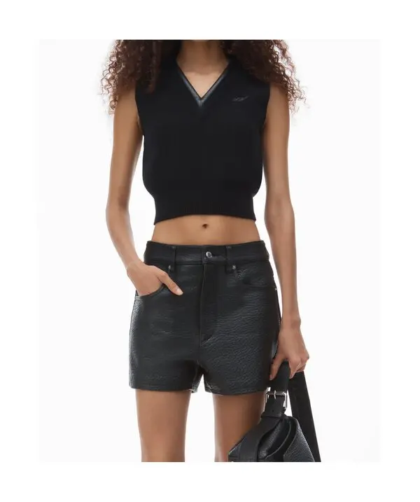 Alexander Wang V-neck Knit Vest With Leather Trim