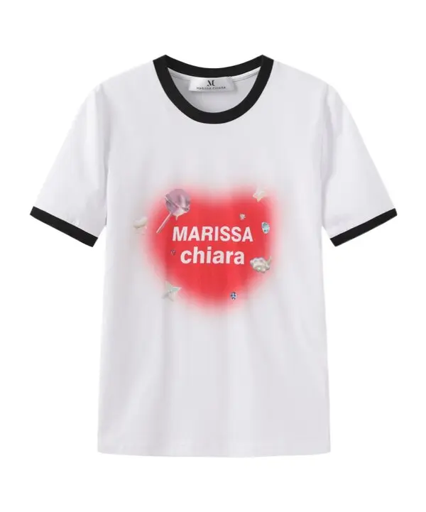 Marissa Chiara Short-sleeved T-shirt With Heart Pattern