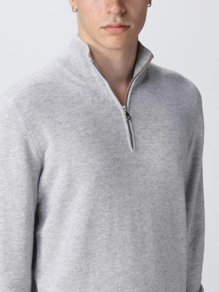 Brunello Cucinelli Funnel-neck Knitted Polo Shirt - Gray