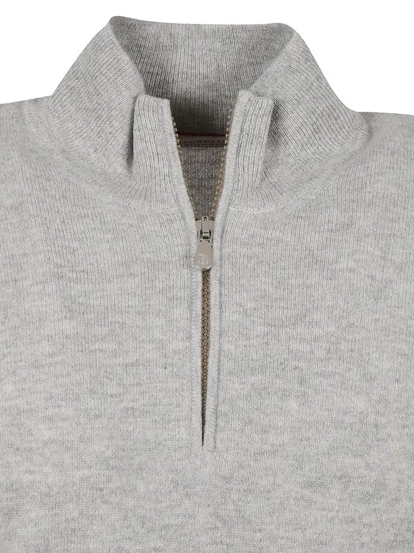 Brunello Cucinelli Funnel-neck Knitted Polo Shirt - Gray