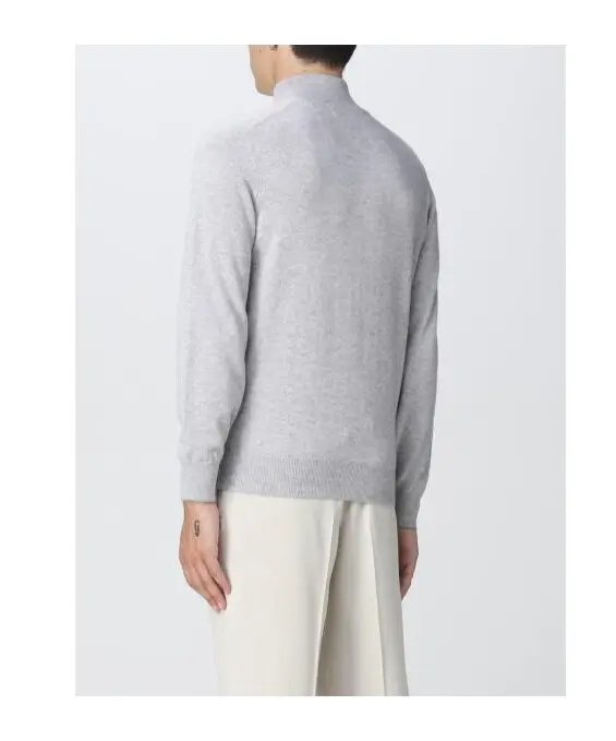 Brunello Cucinelli Funnel-neck Knitted Polo Shirt - Gray