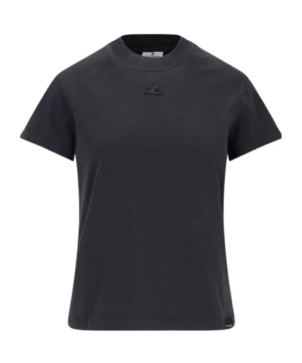 COURREGES Courrges Logo Patch Crewneck T-shirt - Black