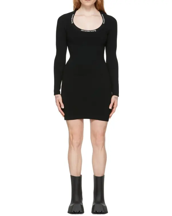 Alexander Wang Logo Jacquard Scoop Neck Mini Dress