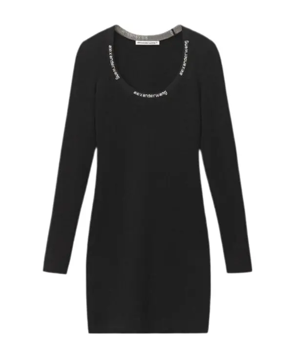 Alexander Wang Logo Jacquard Scoop Neck Mini Dress