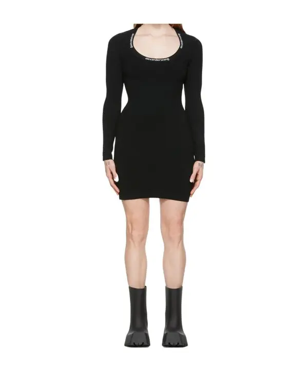Alexander Wang Logo Jacquard Scoop Neck Mini Dress