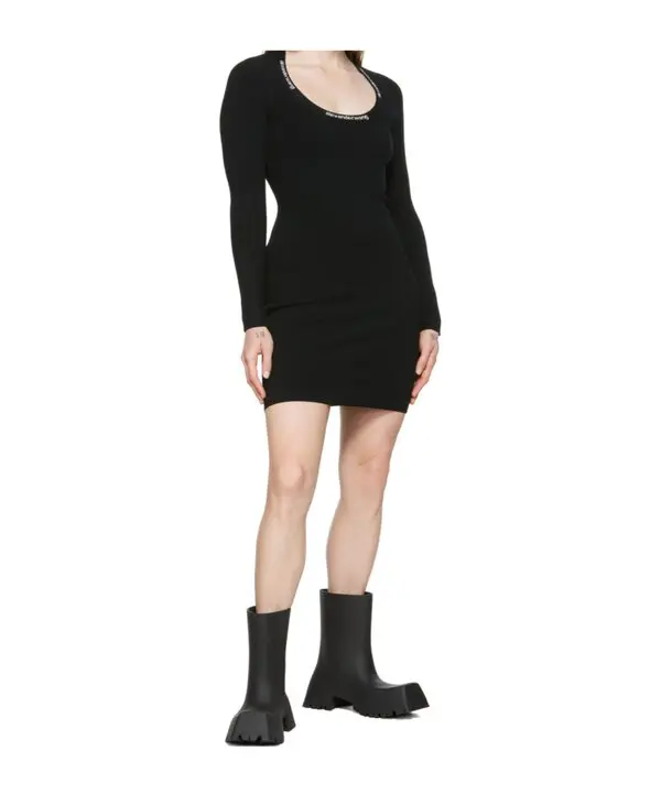 Alexander Wang Logo Jacquard Scoop Neck Mini Dress