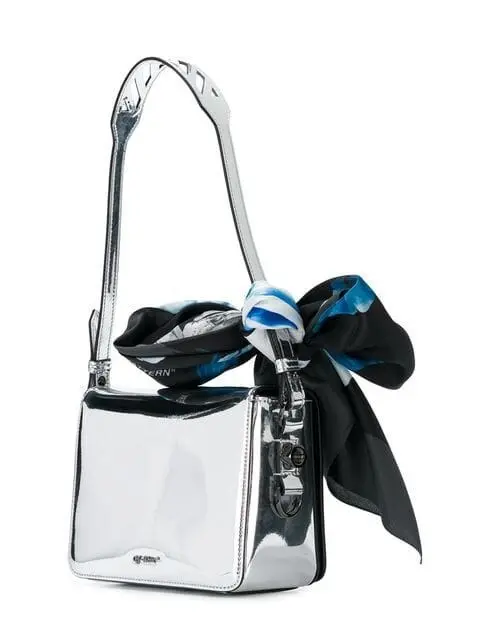 Off-White Mirror Cross-body Bag With Printed Lining And Zip Pocket
