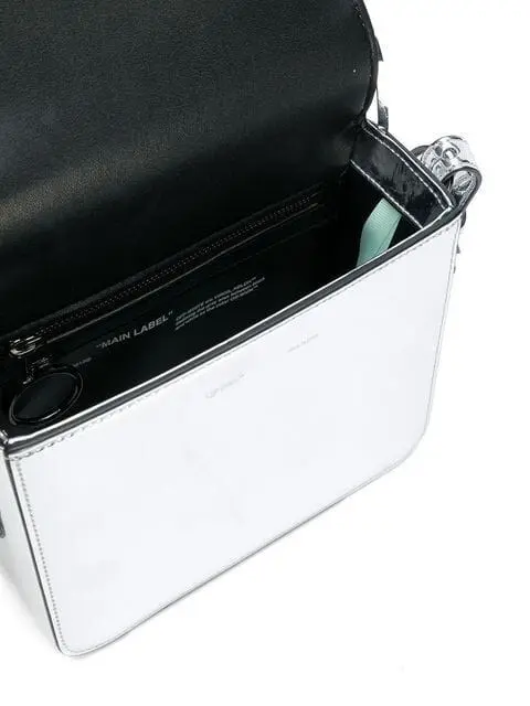Off-White Mirror Cross-body Bag With Printed Lining And Zip Pocket