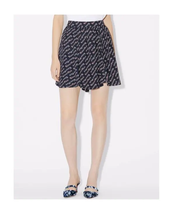 Kenzo Allover Logo Printed Mini Skirt - Black