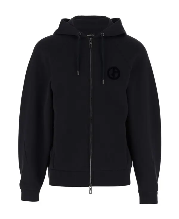 Giorgio Armani Logo Detailed Zip-up Hoodie