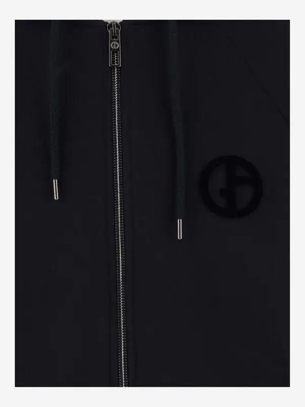 Giorgio Armani Logo Detailed Zip-up Hoodie