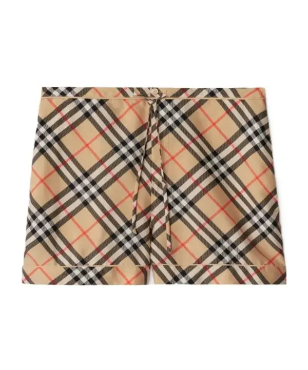 Burberry Check Printed Drawstring Shorts - Sand-colored