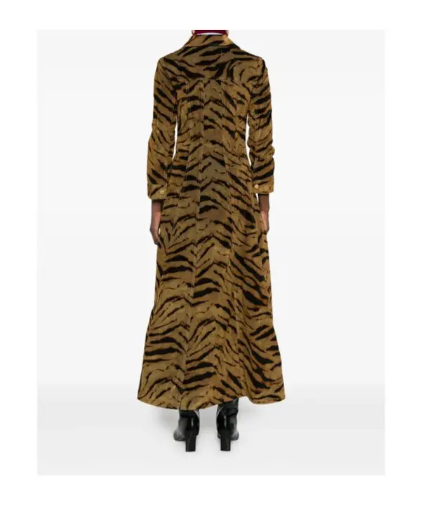 GANNI Tiger Print Button-up Maxi Dress