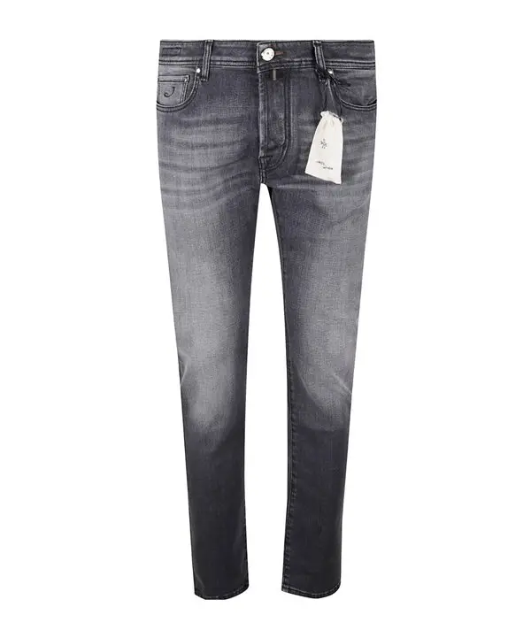 Jacob Cohen Button Fly Jeans With Belt Loops And Five Pockets - Black