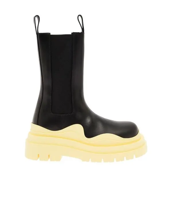 Bottega Veneta Tire Leather Flatform Chelsea Boots - Black