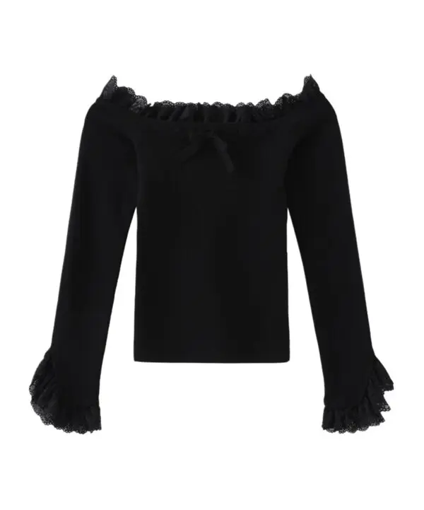Marissa Chiara Lace Trim Sweater - Black
