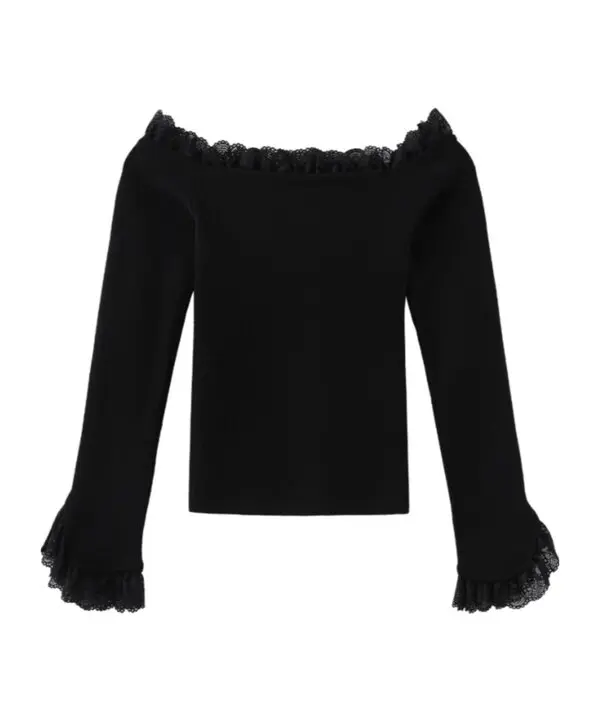 Marissa Chiara Lace Trim Sweater - Black