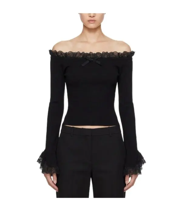 Marissa Chiara Lace Trim Sweater - Black