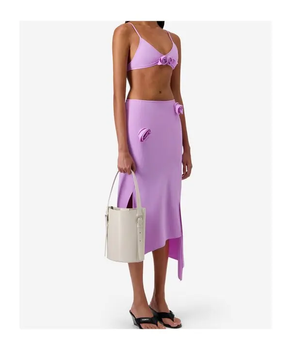 Coperni Floral Embellished Asymmetric Midi Skirt - Purple