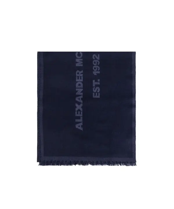 Alexander McQueen Oversized Graffiti Printed Frayed-edge Scarf - Black