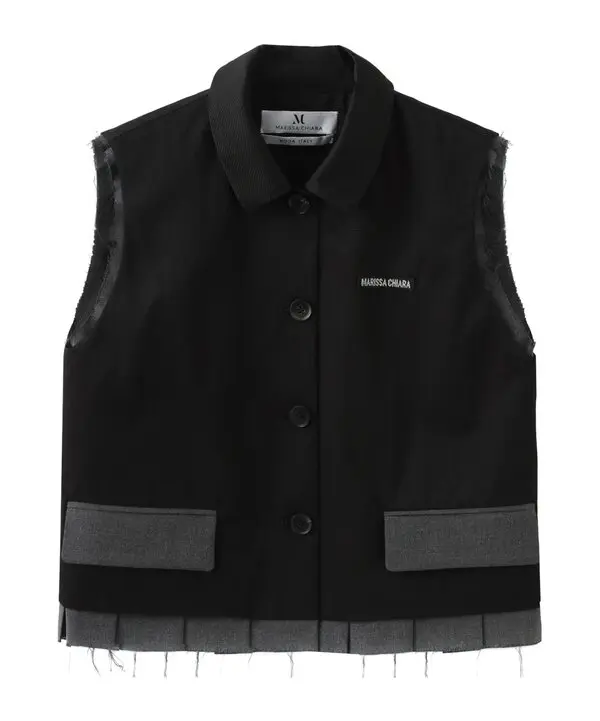 Marissa Chiara Raw Edge Logo Vest - Black