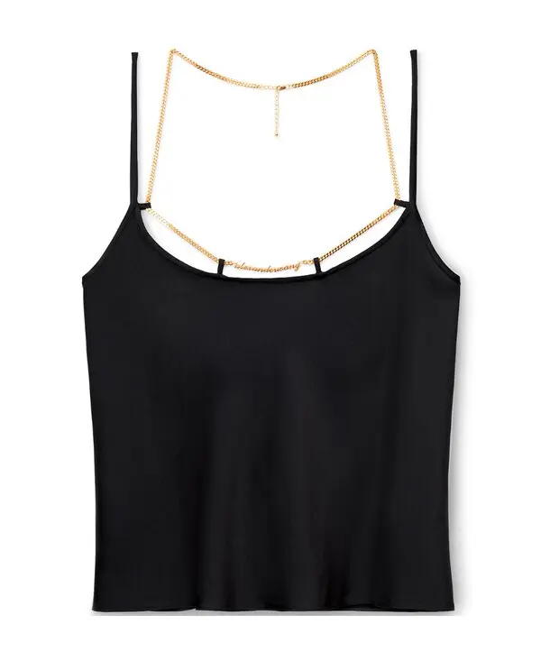 Alexander Wang Logo Plaque Chain Detailed Top - Black