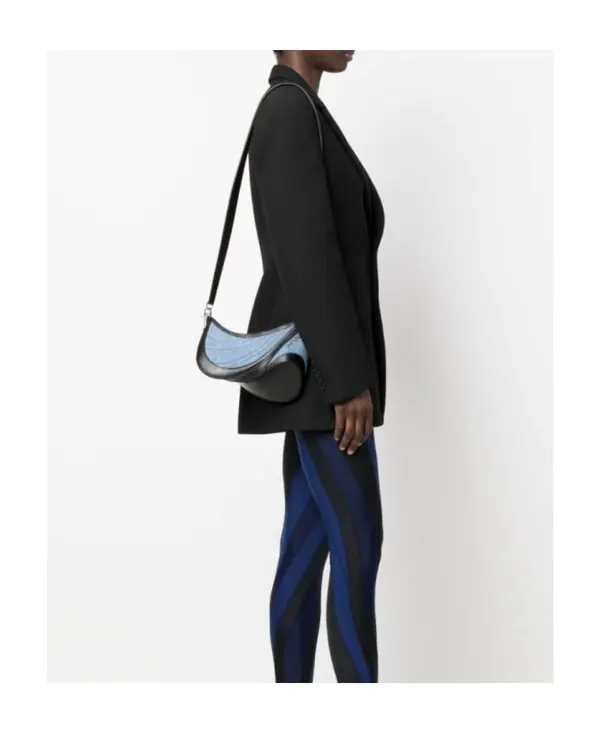 MUGLER Small Spiral Curve 01 Denim Bag - Black