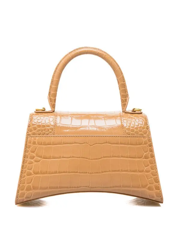 Balenciaga Hourglass Embossed Small Handbag - Brown