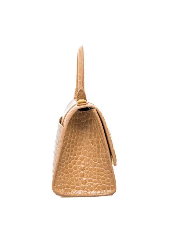 Balenciaga Hourglass Embossed Small Handbag - Brown